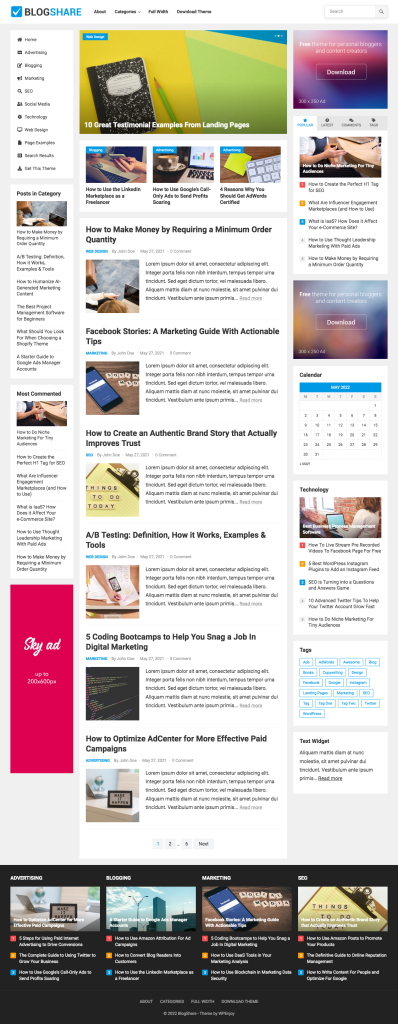 BlogShare WordPress Theme - WPEnjoy